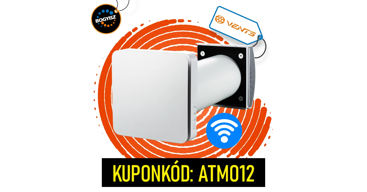 VENTS TWINFRESH ATMO WI-FI MINI EGYHELYISÉGES EGYCSÖVES HŐVISSZANYERŐS LÉGKEZELŐ BERENDEZÉS